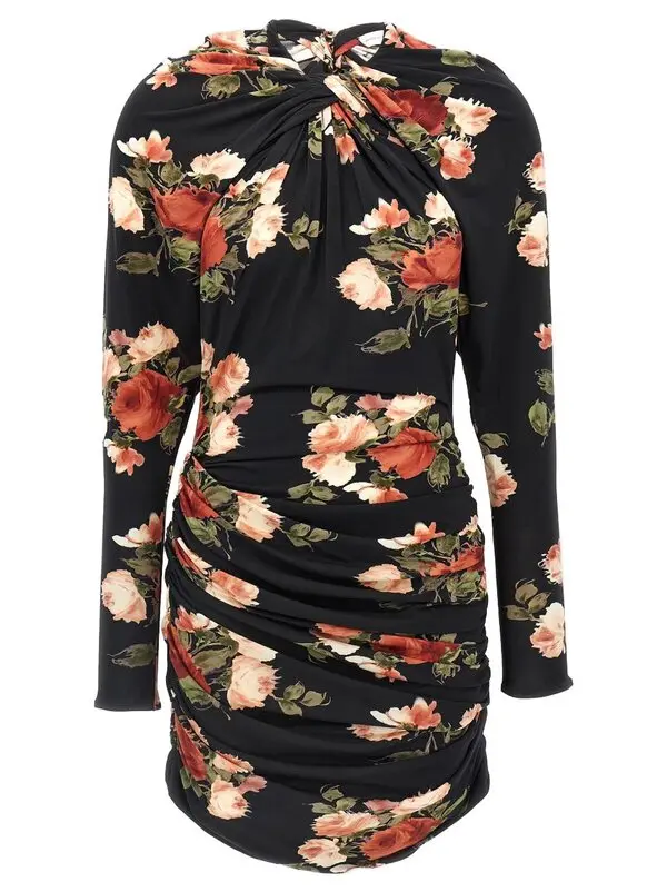 Magda Butrym Floral Ruched Long Sleeve Dress - Multicolor