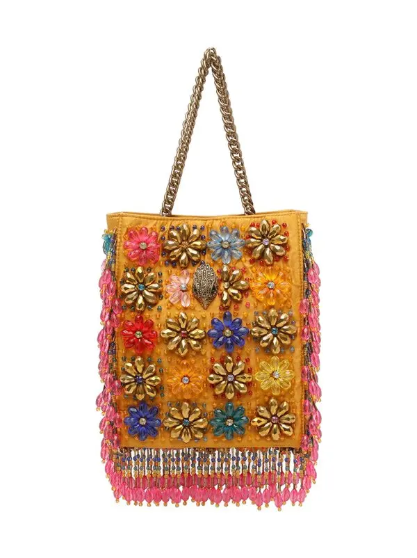 Kurt Geiger Mini Beaded Tote Bag With Floral Embellishments - Multicolor