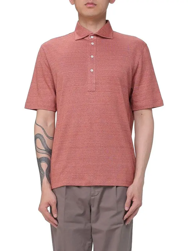 Brunello Cucinelli Linen And Cotton Polo Shirt - Red