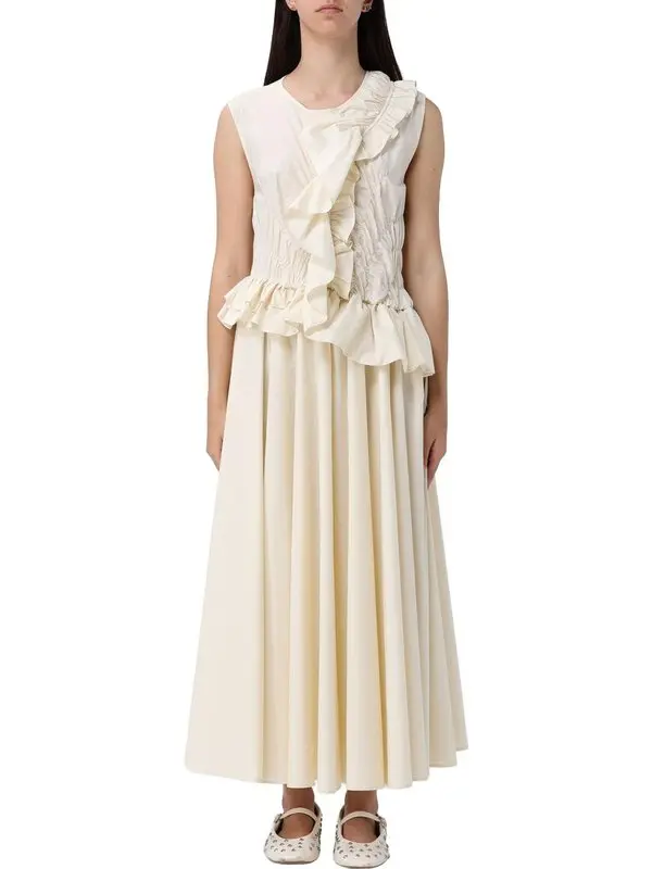 MEIMEIJ Midi Dress With Ruffled Embellishments - Yellow