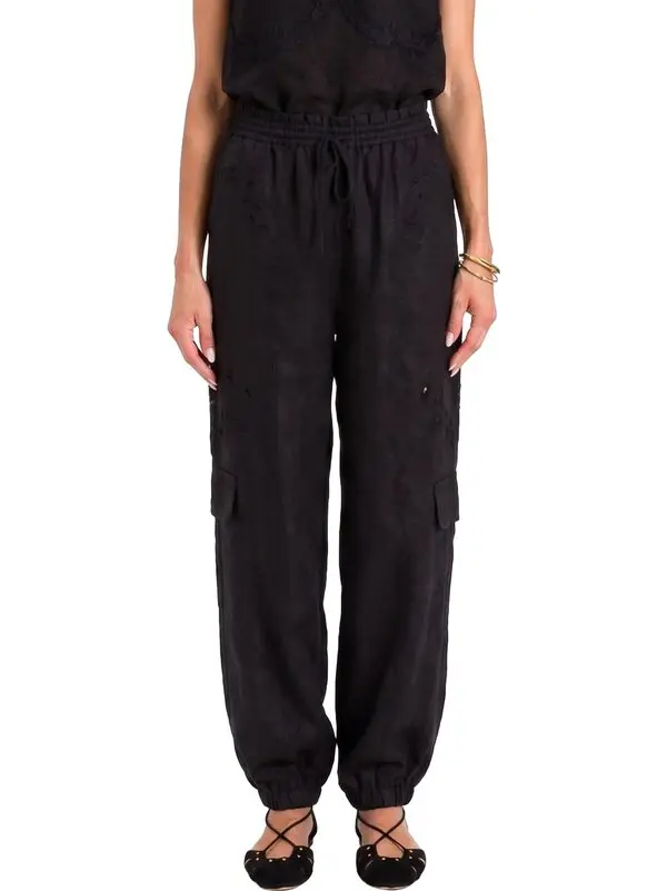 TWINSET Linen Cargo Trousers - Black