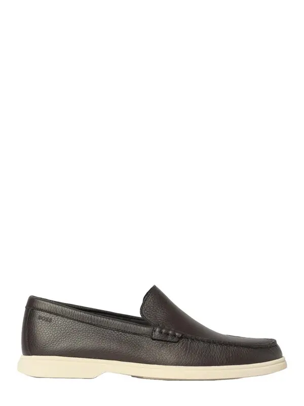 BOSS Hammered Leather Loafers - Dark