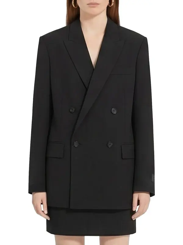 MAISON MARGIELA Double-breasted Virgin Wool Blend Blazer - Black