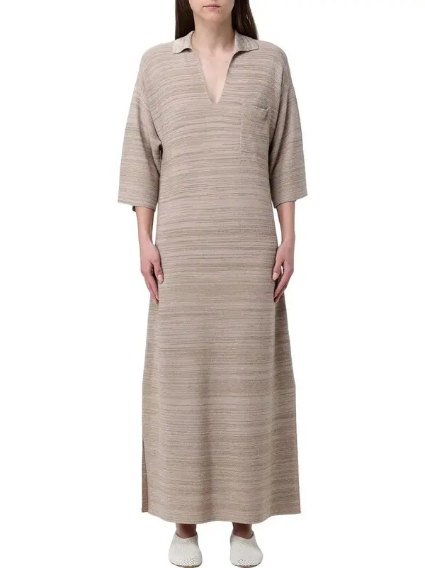 Fabiana Filippi V-neck Knit Maxi Dress - Beige