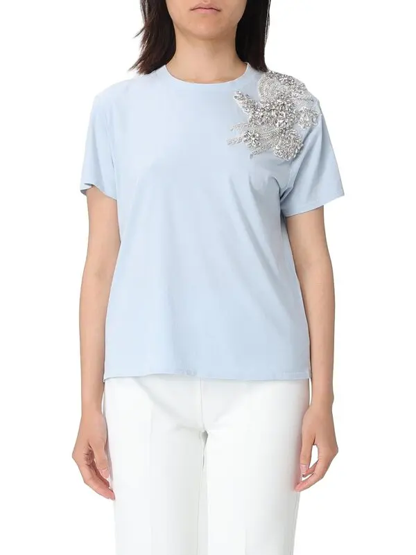 Liu Jo Embellished Cotton T-shirt - Sky