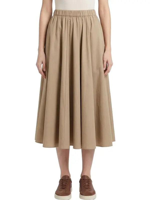Aspesi Cotton Midi Skirt With Pleats - Colonial
