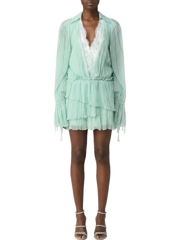 Blumarine Pleated Viscose Mini Dress - Green
