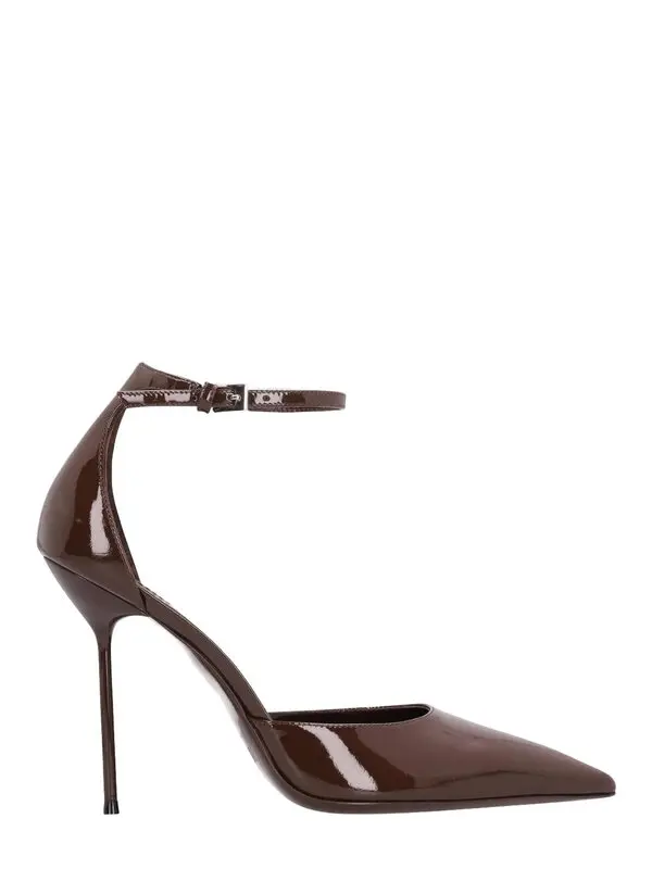 Paris Texas Pointed Toe High Heel Ankle Strap Court Shoes - Brown