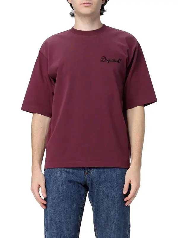 Dsquared2 Crewneck Cotton T-shirt With Contrasting Front Logo Print - Violet