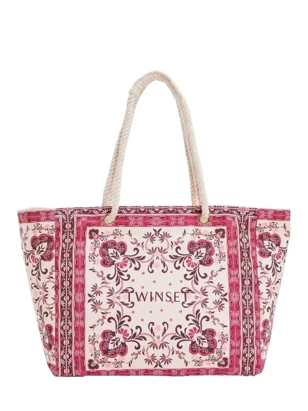 TWINSET Printed Cotton Tote Bag - Fuchsia