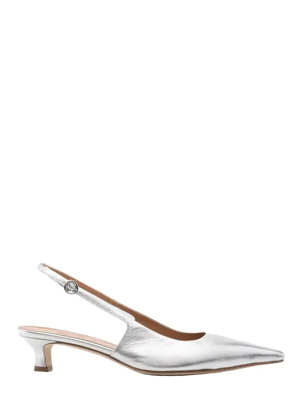 AeydĒ Slingback Kitten Heel Pumps - Silver
