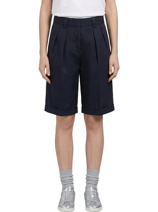 Aspesi Cotton Tailored Knee Length Shorts - Blue