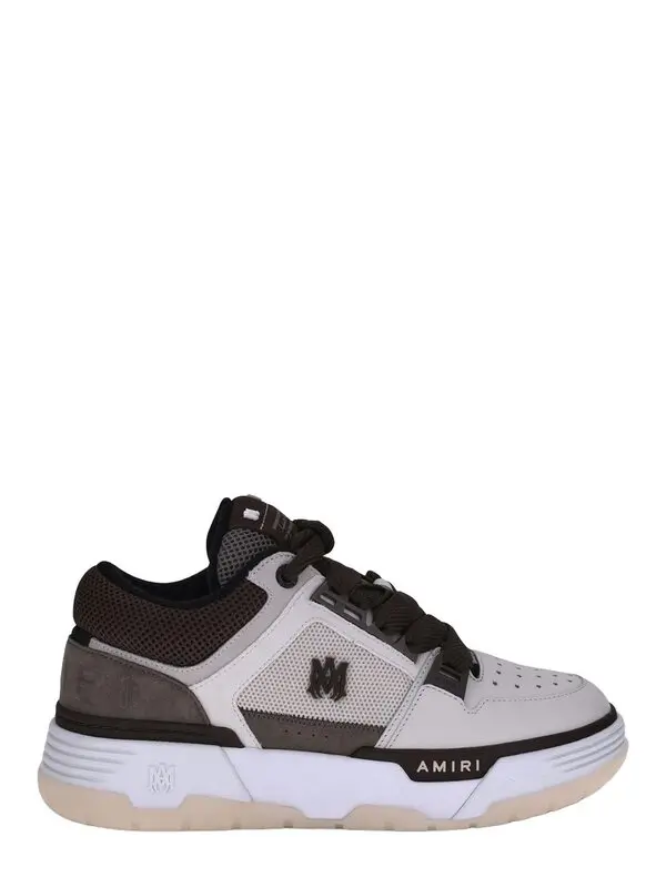 Amiri Ma-1 Mid-top Calfskin And Mesh Sneakers With Perforated Toe - Brown
