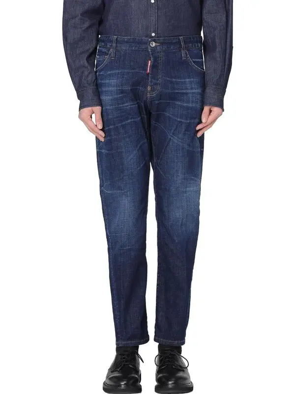 Dsquared2 Regular Fit Straight Stretch Denim Jeans - Navy