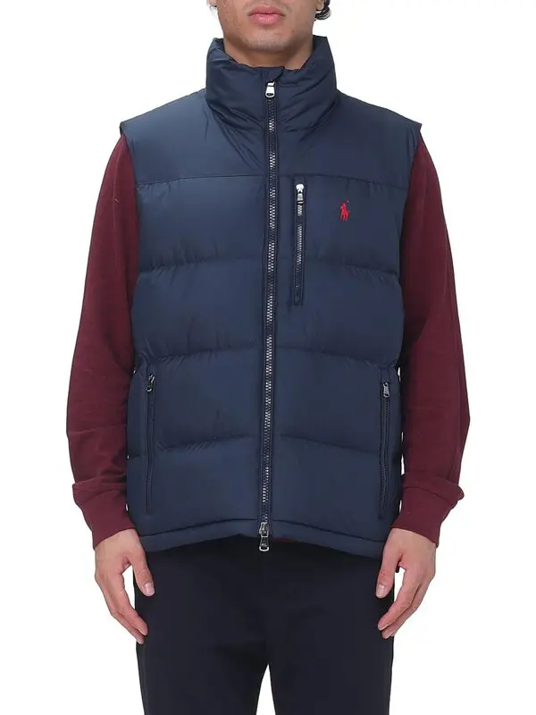 Polo Ralph Lauren Pony Logo Quilted Gilet In Recycled Fabric - Blue