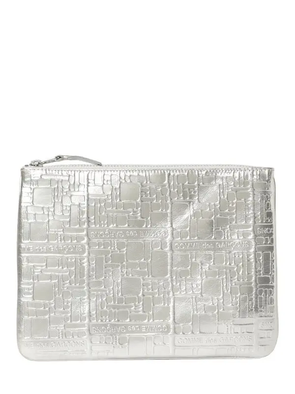 Comme Des Garçons Embossed Leather Pouch - Silver