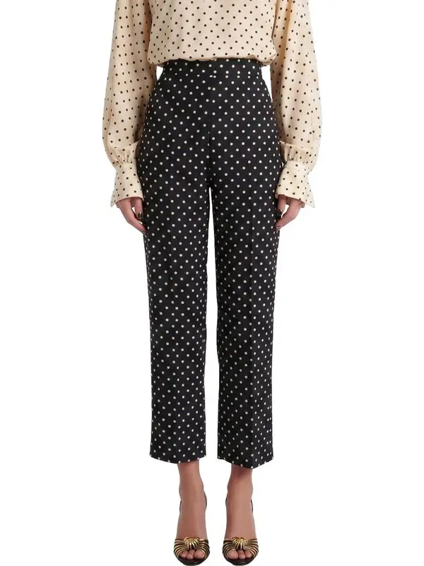 Valentino Garavani High-waisted Cropped Silk Polka Dot Pants - Black