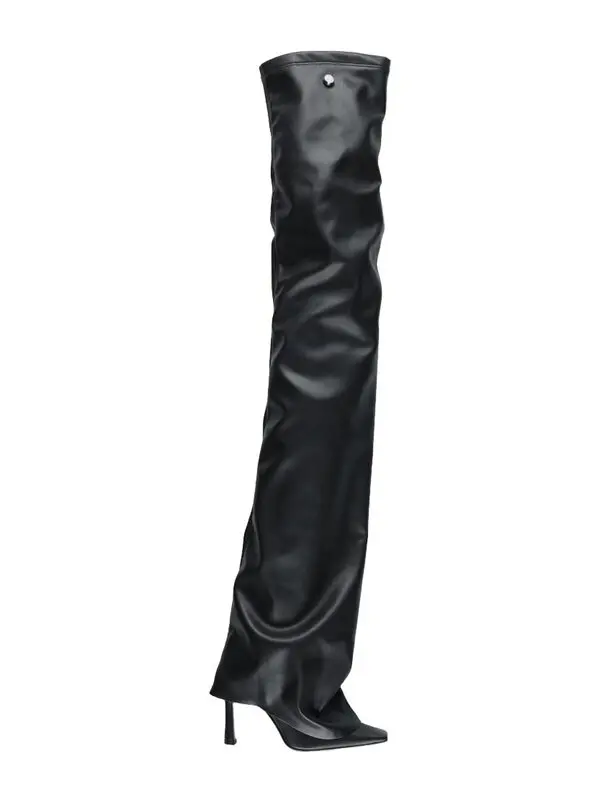Attico Leather High Heel Boots - Black