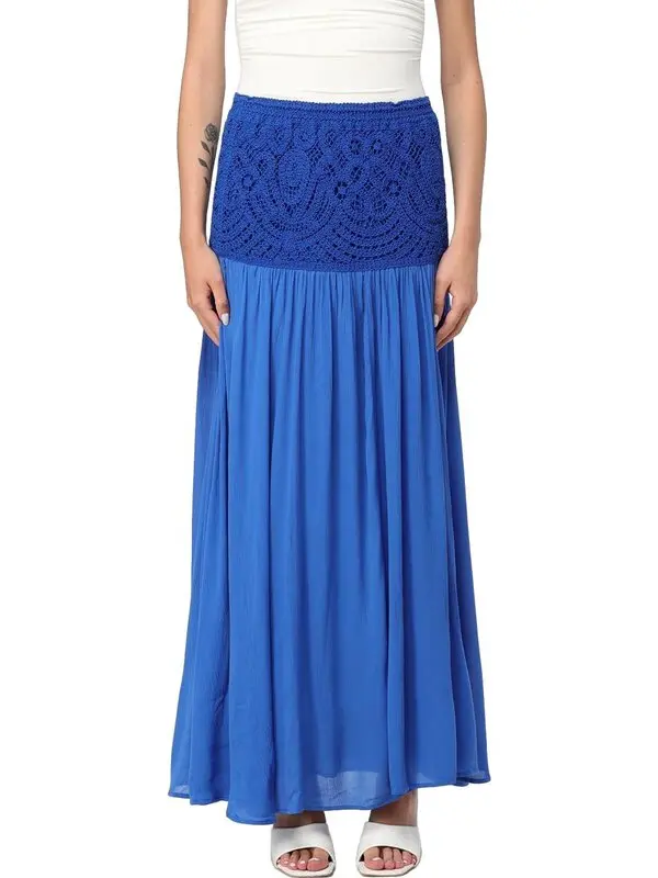 TWINSET Viscose And Macramé Long Skirt - Blue