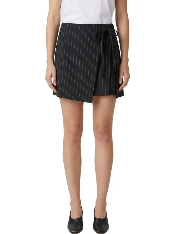 Sportmax Pinstriped Virgin Wool Blend Mini Skirt - Black