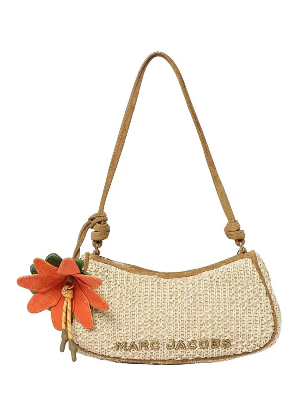 Marc Jacobs The Summer Suede And Crochet Raffia Bag With Flower Charm - Beige