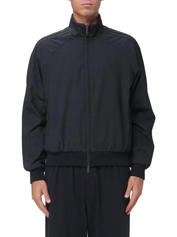 Emporio Armani Wool-blend Bomber Jacket With High Neck And Tone-on-tone Logo - Grey