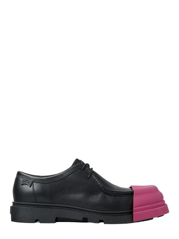 Camper Calfskin Leather Lace-up Shoes With Rubber Toe Reinforcement - Black