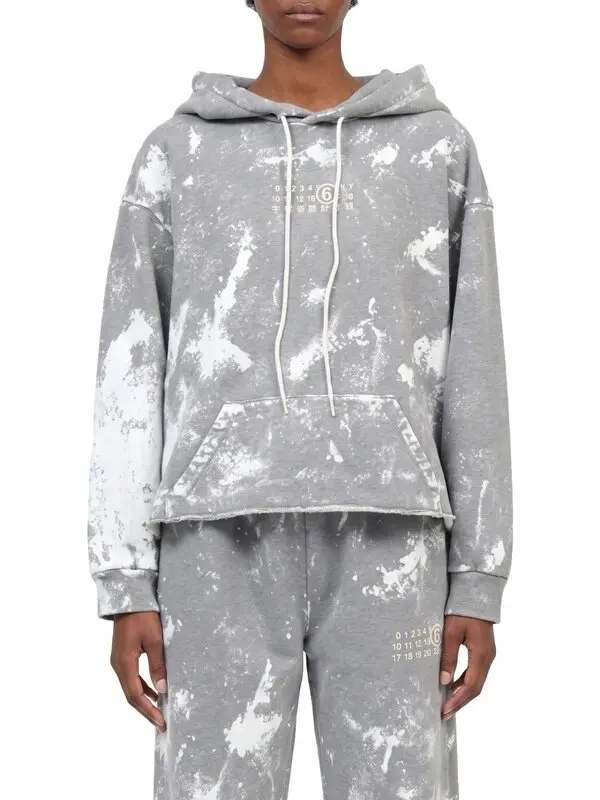 MAISON MARGIELA Cotton Tie-dye Hoodie With Numeric Logo - Grey