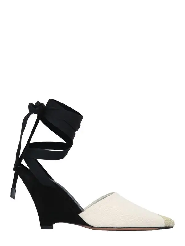 Jacquemus Le Espadrillas Wedge Pumps In Cotton Canvas And Suede - Beige
