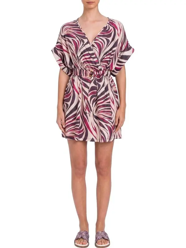 TWINSET Printed Lurex Jersey Mini Kaftan Dress - Multicolor