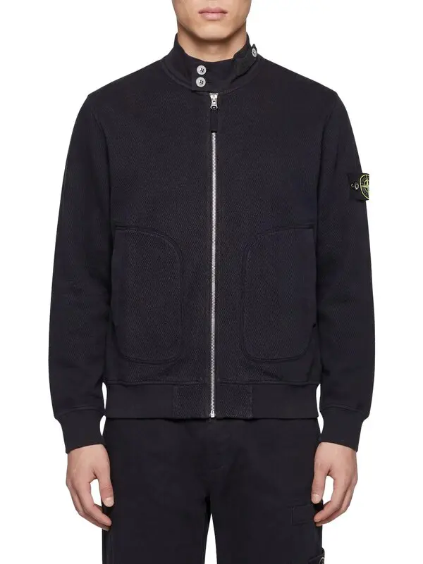 Stone Island Cotton Zip-up Sweatshirt - Black