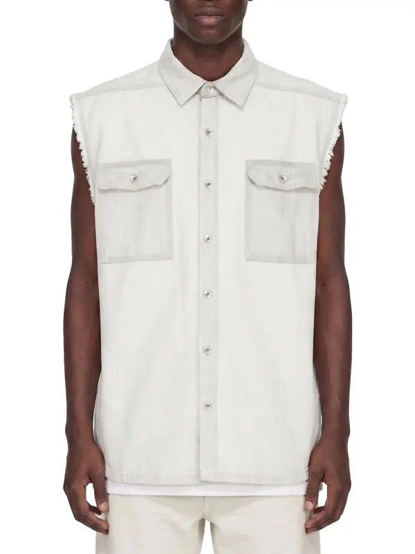 Rick Owens Sleeveless Denim Shirt - Milk
