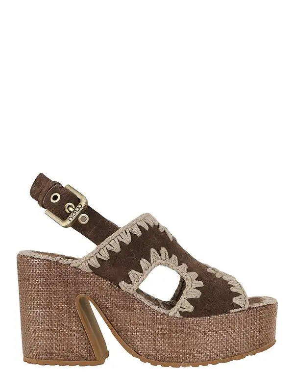 Mou Suede Platform Slingback Sandals - Brown