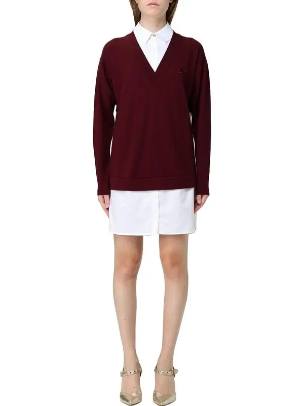 Elisabetta Franchi V-neck Sweater Dress - Red