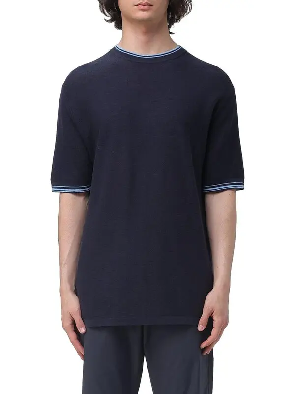 PEOPLE OF SHIBUYA Cotton And Linen Crew Neck Sweater - Navy