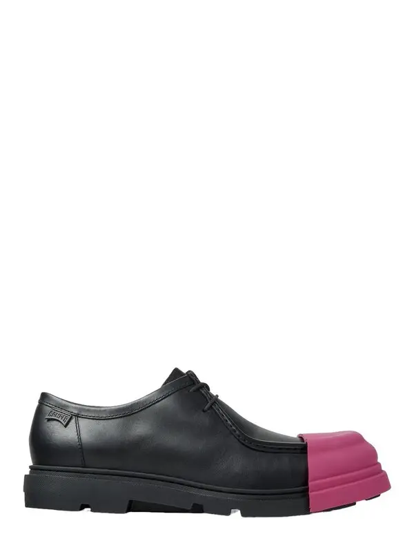 Camper Derby Shoes In Smooth Calfskin Leather With Rubber Toe Cap - Black