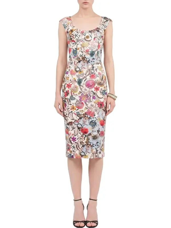 Roberto Cavalli Printed Jersey Midi Dress - Beige