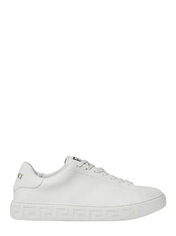 Versace Greca Leather Lace-up Sneakers - White