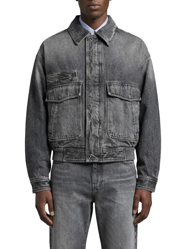 Versace Denim Jacket With Classic Collar And Button Closure - Grey