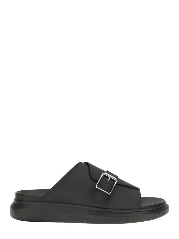 Alexander McQueen Smooth Calf Leather Sandals With Adjustable Strap And Open Toe - Black