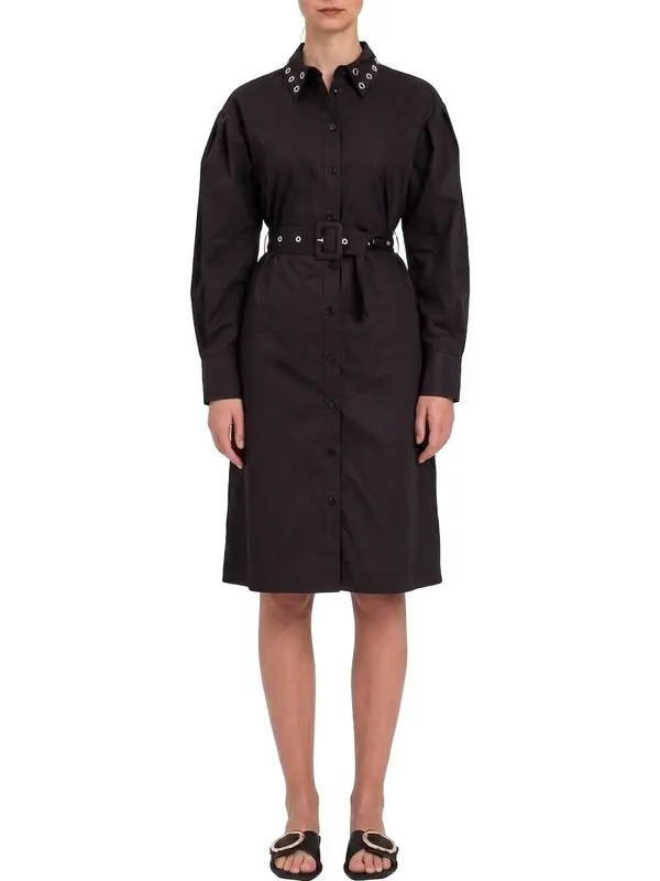 TWINSET Cotton Shirt Dress With Belt - Black