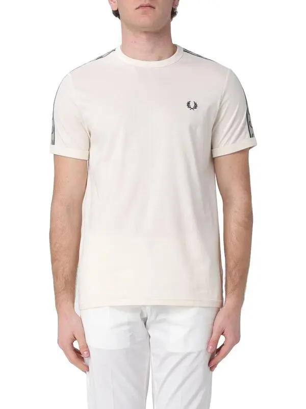 Fred Perry Cotton T-shirt With Logo - Ecru