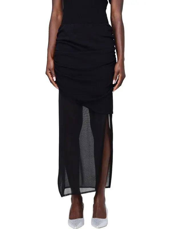 Liviana Conti Draped Midi Skirt - Black