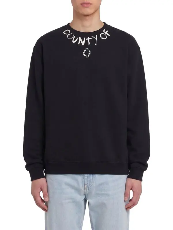 COUNTY OF MILAN Cotton Crew Neck Sweatshirt - Black