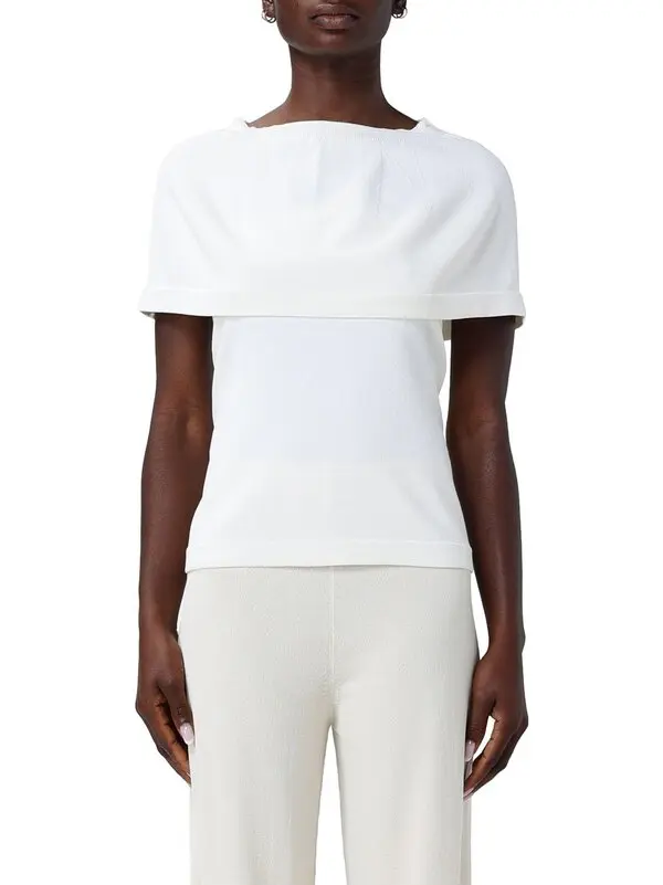 Liviana Conti Jersey Top With Cape - Ivory