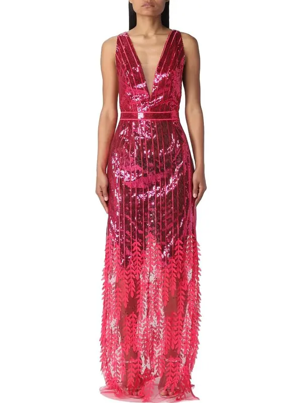 Elisabetta Franchi Sequin Embellished Gown - Fuchsia
