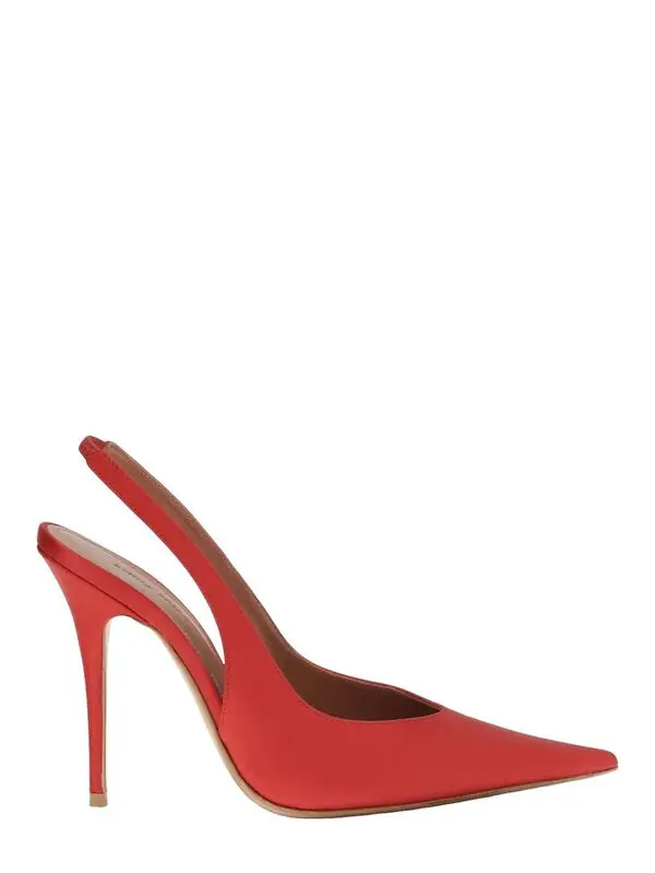 Amina Muaddi Anok" Silk Satin Slingback Pumps - Red