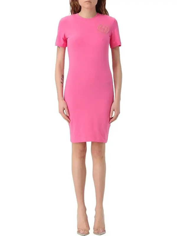 Versace Short Sleeve T-shirt Dress - Pink