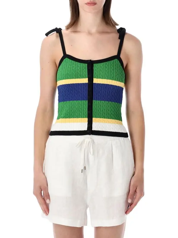 Polo Ralph Lauren Striped Knit Top With Adjustable Straps - Black