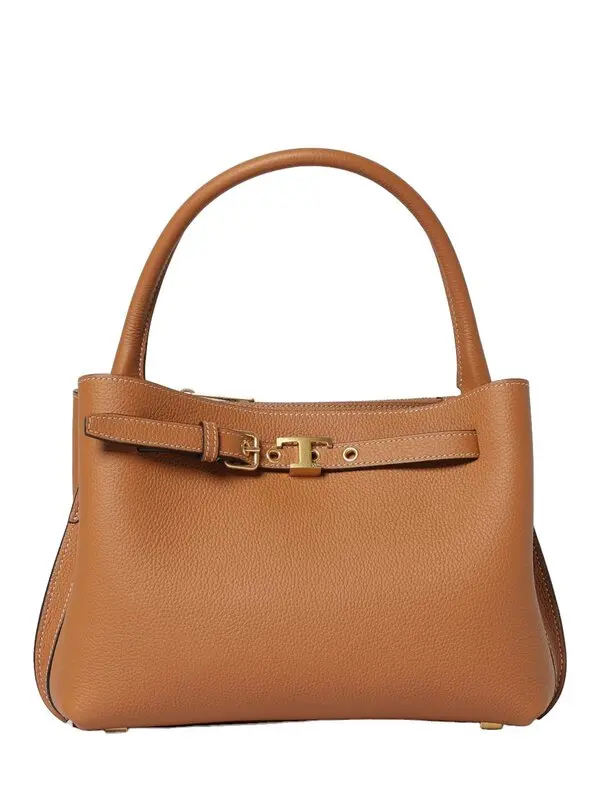 TOD'S Leather Handbag With Gold Tone Buckle - Brown